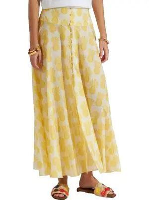 La DoubleJ Ariel Printed Skirt - Pineapple Sunflower White