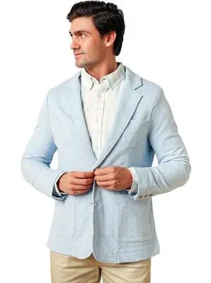 HOPE & HENRY French Terry Blazer - Light Blue Heather Herringbone