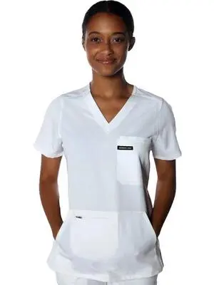 MEMBERS ONLY Cordoba 5-pocket Scrub Top - White
