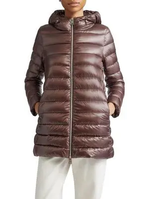 Herno Shiny Nylon Hooded Down Puffer Jacket - Chocolate