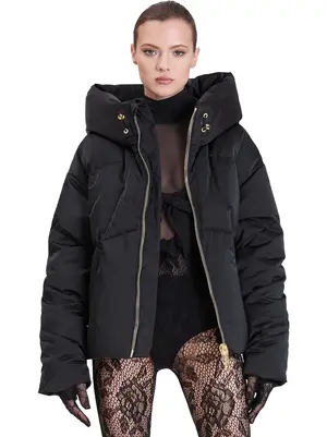 Nicole Benisti Montague Satin Puffer Jacket - Black