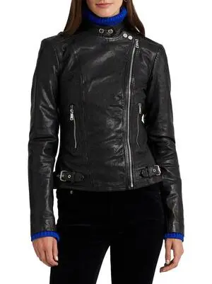 Ralph Lauren Lauren Ralph Lauren Leather Moto Jacket Polo Black