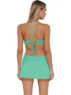 SUNSETS Sporty Swim Skirt Bottom - Aqua Mist Sandbar Rib