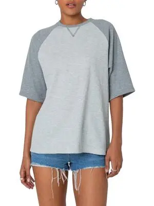 EDIKTED Oversized Waffle Stitch Top - Gray
