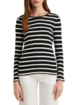 RALPH LAUREN Lauren Ralph Lauren Stripe Cotton Long Sleeve T-Shirt