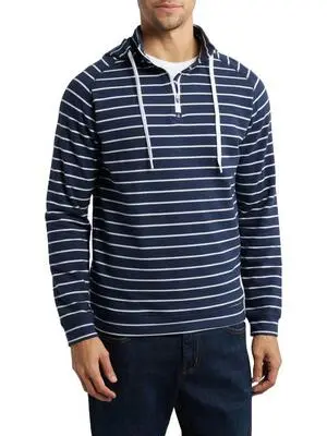 SWANNIES Dalton Quarter-zip Striped Hoodie - Midnight Navy