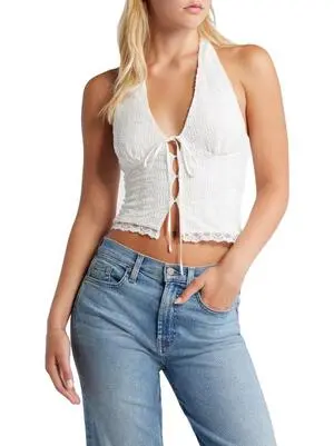MISTRESS ROCKS Knit Halter Top - White