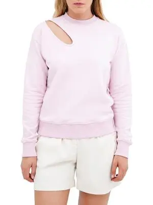 MARCELLA Bartlett Cutout Cotton Sweatshirt - Pink