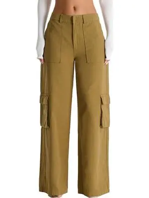 Naked Wardrobe Relaxed Straight Leg Canvas Cargo Pants - Olive