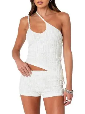 EDIKTED Phoebe Asymmetric Knit Camisole - White