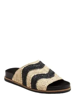 KELSI DAGGER BROOKLYN Squish Raffia Slides - Black/natural