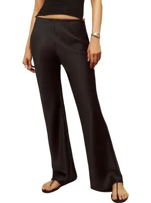 REFORMATION Gale High Waist Satin Pants - Black