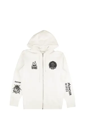 Moncler 1952 Logo Zip-up Hoodie - White