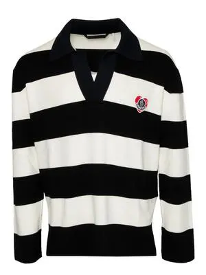 Moncler Striped Long-sleeve Polo - Black