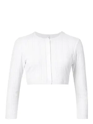 COU COU Crop Pointelle-pattern Organic-cotton Cardigan - 001 White