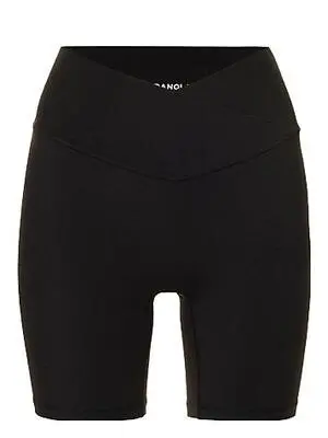 ADANOLA Wrap-over Crop Biker Shorts - Black