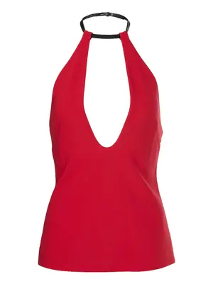 Attico Halterneck Crêpe Top - Red