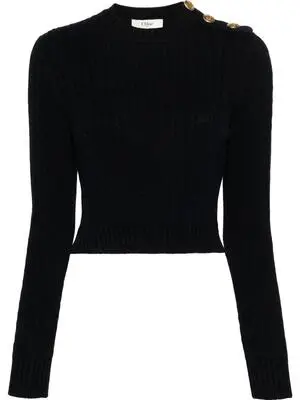 Chloé Cable-knit Cropped Jumper - Blue