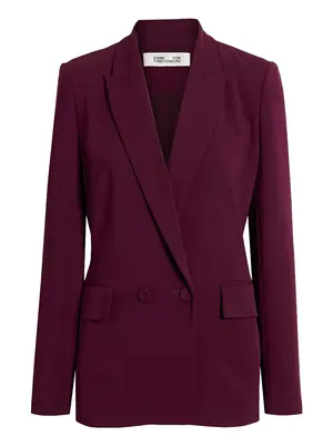 Diane Von Furstenberg Salzburg Double-breasted Crepe Blazer - Burgundy