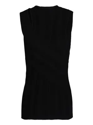 Diane Von Furstenberg Artemesia Ribbed-knit Top - Black