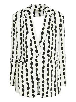 Diane Von Furstenberg Dalton Printed Crepe Blazer - White