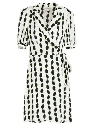 Diane Von Furstenberg Gemita Printed Mini Wrap Dress - White