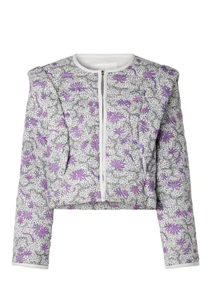 MARANT ETOILE Drew Convertible Printed Quilted Jacket - Ecru