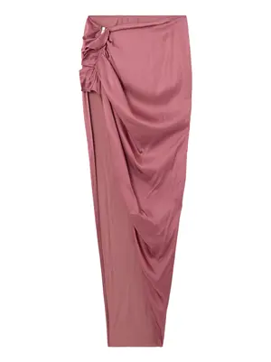 Rick Owens Edfu Ruffled Asymmetric Draped Satin Maxi Skirt - Pink