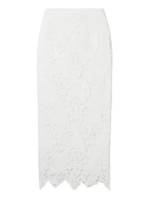 Cara Cara Sienna Broderie Anglaise Cotton-poplin Midi Skirt - White