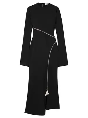 Attico Zip-embellished Stretch-crepe Midi Dress - Black