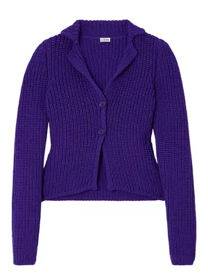 Loewe Ribbed-knit Cardigan - Purple