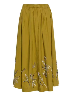 FORTE_FORTE Crystal-embellished Flared Midi Skirt - Green