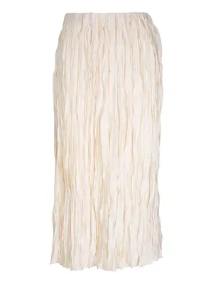 Vince Satin Pleated Midi Skirt - Neutrals