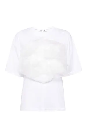 ENFOLD Floral-appliqué T-shirt - White