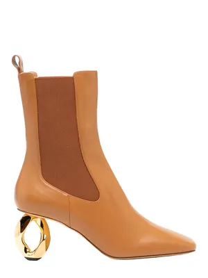 JW Anderson 65mm Chain Heel Boots - Brown
