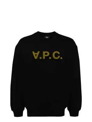 A.p.c. Devoré Effect Logo-print Round Neck Sweatshirt - Black