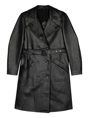 Sportmax Belted Leather Trench Coat - Black