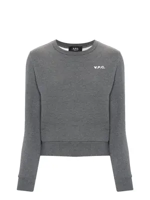 A.p.c. Flocked-logo Cotton Sweatshirt - Grey