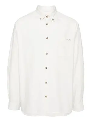 A.p.c. Logo-embroidered Organic Cotton Shirt - White