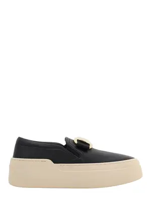 FERRAGAMO Vara Plate Slip-on Sneakers - Black