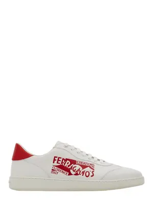 FERRAGAMO Venna Logo Leather Sneakers - White