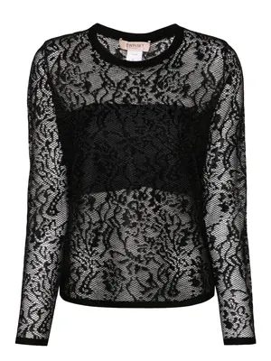 TWINSET Lace-effect Jacquard Top - Black