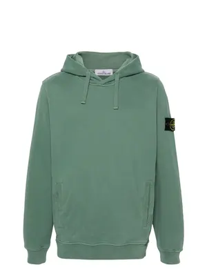 Stone Island Compass-patch Cotton Hoodie - Green