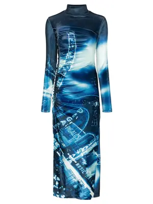 JEAN PAUL GAULTIER Pigalle-print Velvet Dress - Blue