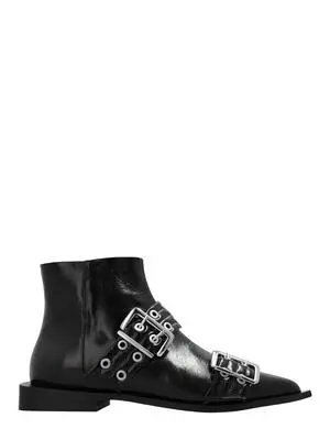 GANNI Eyelet-detailing Biker Boots - Black
