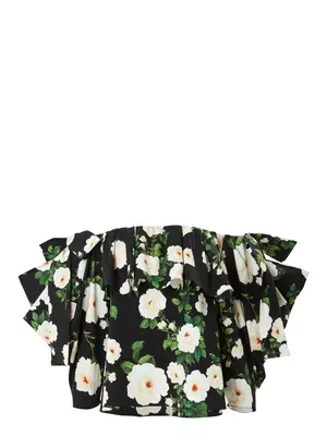 Carolina Herrera Rose-print Top - Black