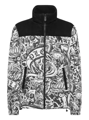 Philipp Plein Tattoo-print Puffer Jacket - Black