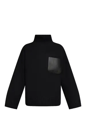 JW Anderson Leather-pocket High-neck Sweater - Black