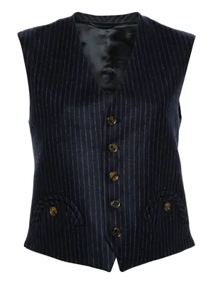 BLAZÉ MILANO Blazé Milano Pinstripe Melton Waistcoat Blue