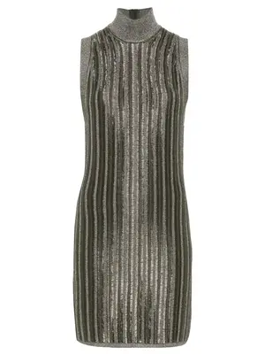 TOM FORD Metallic-threading Ribbed Mini Dress - Green